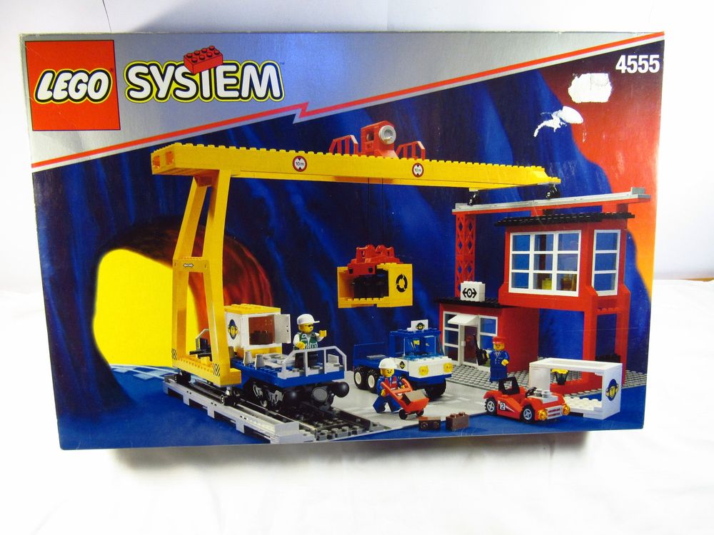 LEGO SYSTEM 4555 Güterbahnhof mit Containerkran NEU sehr RAR (Neu und ...