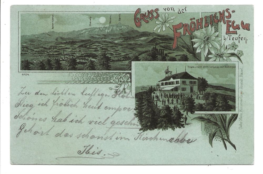 Gruss von der Fröhlichsegg (AR) ob Teufen - Litho - 1900 (Gebraucht) in Engelburg für CHF 14 ...