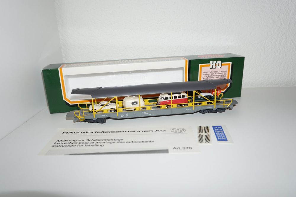 HAG 371 - BLS Autoverladewagen mit 3 Autos 1 Wohnwagen H0/DC (Gebraucht ...