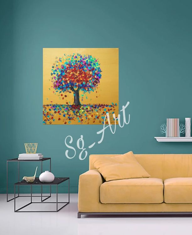 Acrylbild bunter Baum Gold Unikat Natur (Neu und originalverpackt) in Rheinau für CHF 120 – mit ...