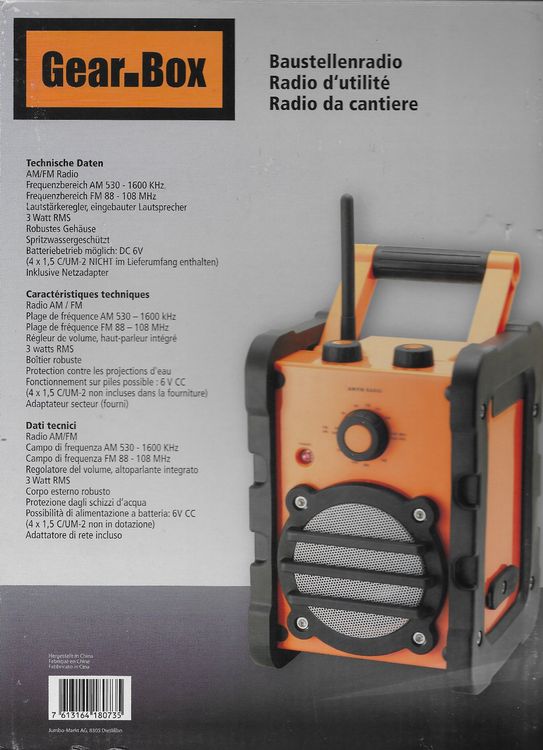 Baustellenradio / Werkstattradio / Zeltradio (Neu und originalverpackt) in Spiez für CHF 9 – mit ...