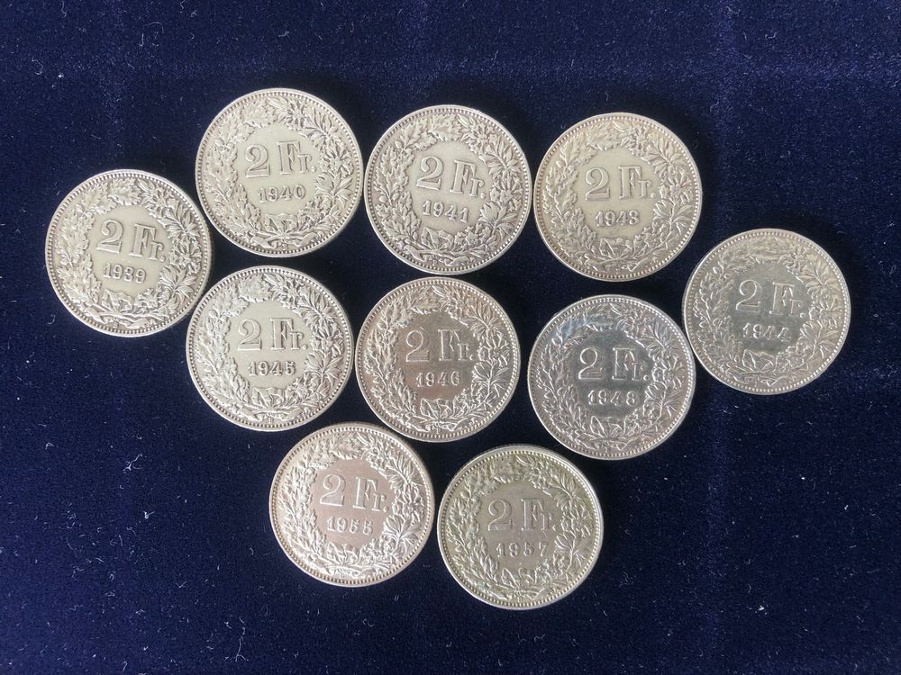 10 x 2 Franken Silber 1939 -1957 | Kaufen auf Ricardo