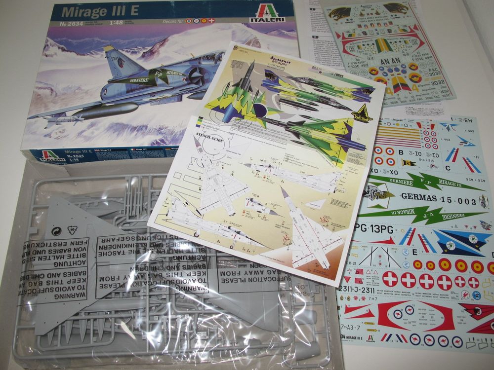1/48 Italeri Mirage III E mit Amazonas Mirage Decals (Neu und ...