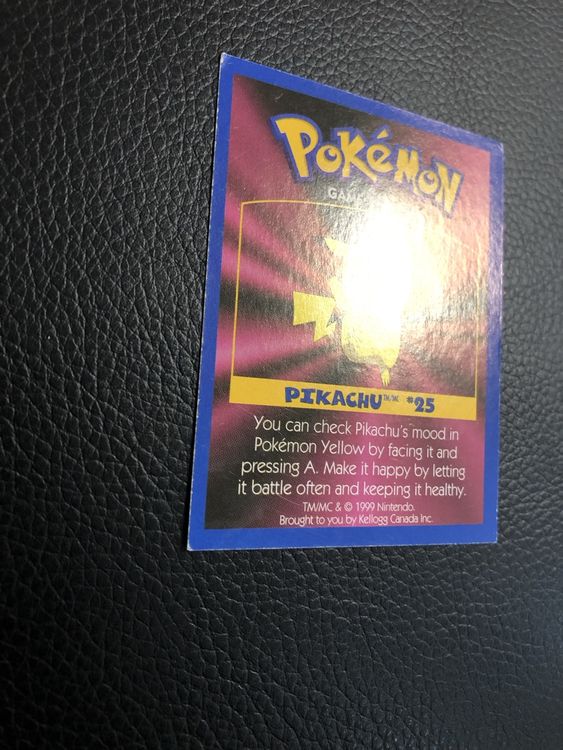 POKEMON KELLOGS GAME TIP CARD PIKACHU # 25 Ab 1 (Gebraucht) in Paradiso ...