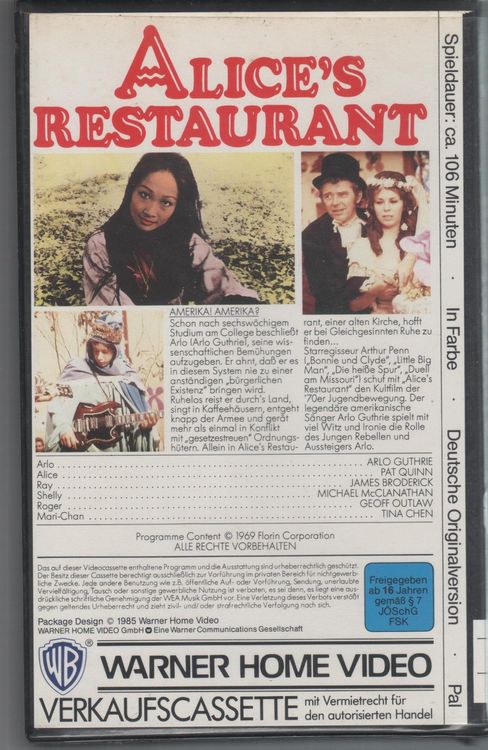 Alice's Restaurant (USA 1969) Warner Home Video VHS PGV99423 (Gebraucht ...