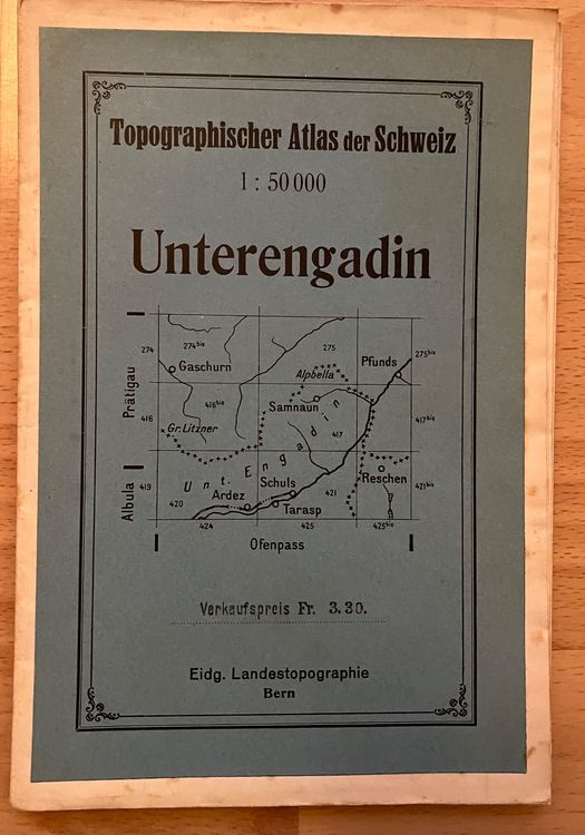 Topographischer Atlas der Schweiz Unterengadin 1928 (Gebraucht) in ...