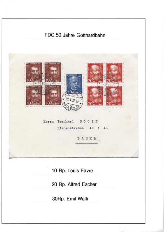 FDC 50 Jahre Gotthardbahn (siehe Scan) (Gebraucht) in Brunnen für CHF 35 – mit Lieferung auf ...