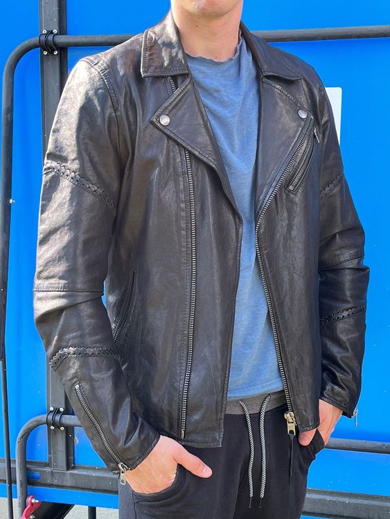 Schwarze Lederjacke „Gideon“ von Tigha | Kaufen auf Ricardo