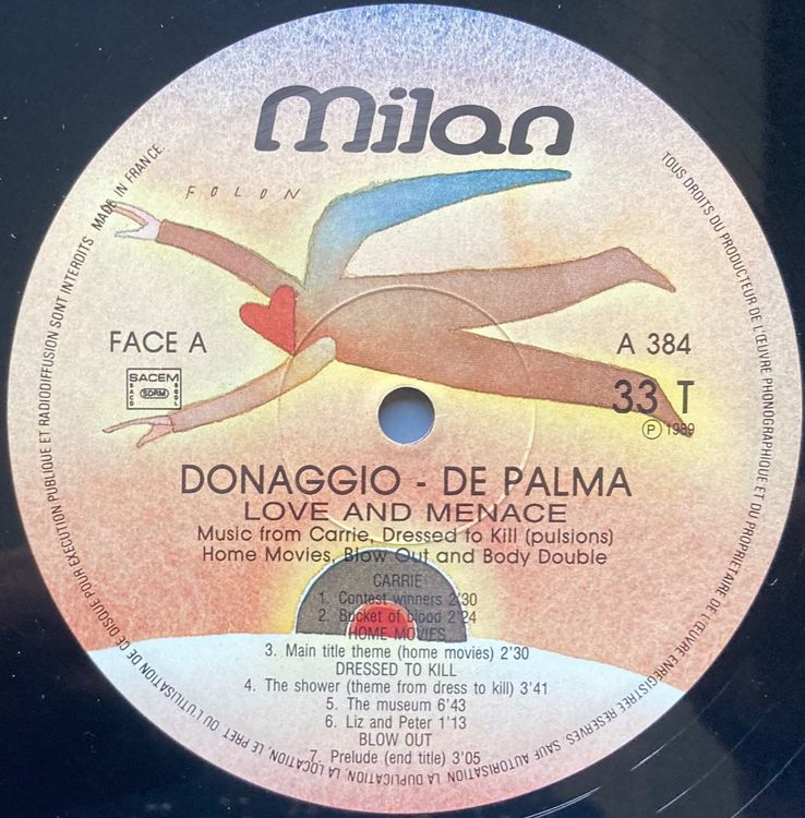 PINO DONAGGIO / BRIAN DE PALMA - LOVE AND MENACE (D'occasion) à Poliez ...