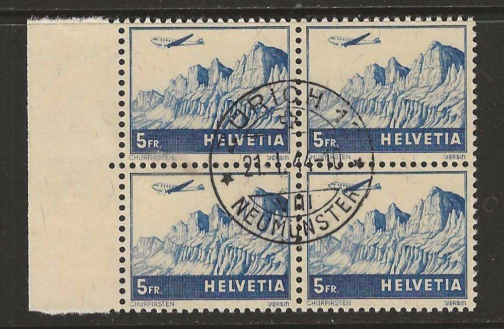 1941 : Flugpost Nr. F34 im Viererblock (Gebraucht) in Gümligen für CHF 15 – mit Lieferung auf ...