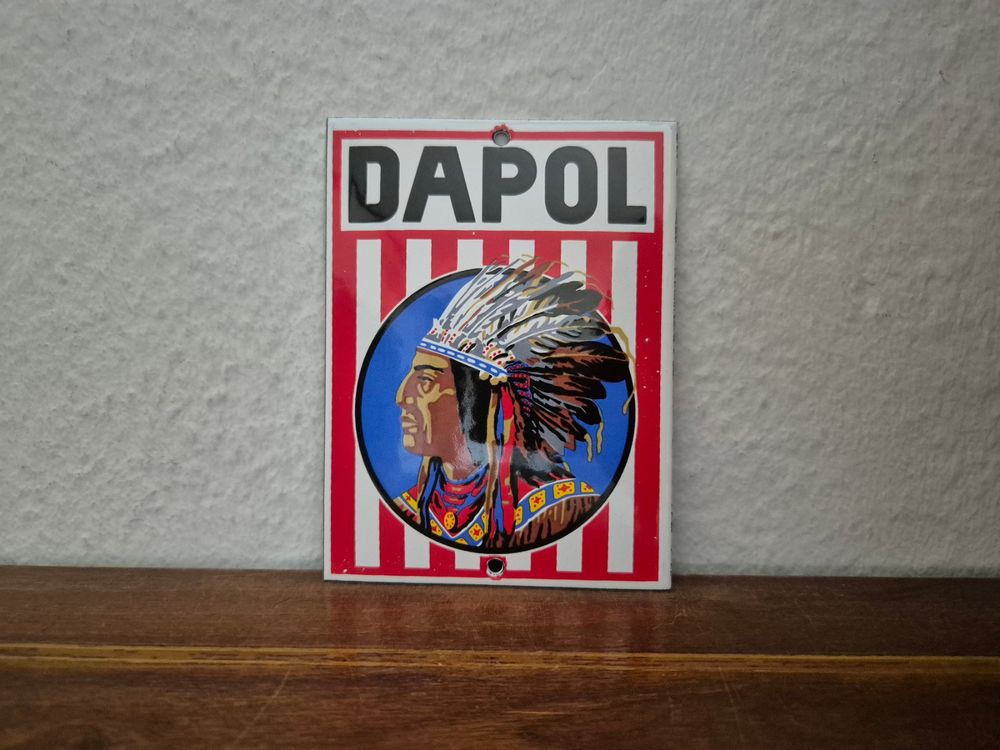 Emailschild Dapol Indianer Logo Petroleum Oil Emaille Schild (Neu ...