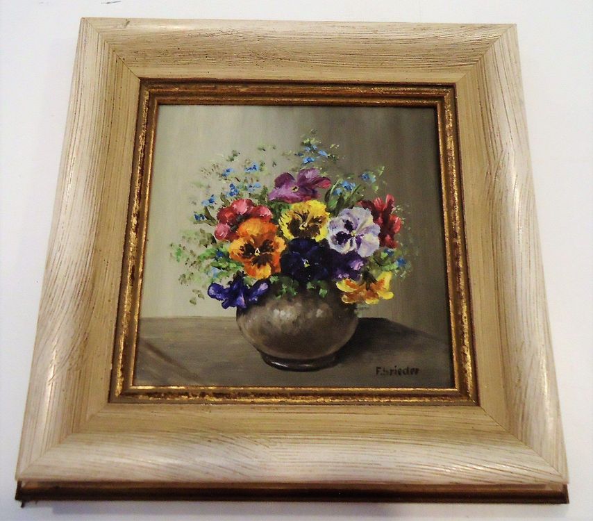 KLEINES BLUMENBILD AUF HOLZ GEMALT MIT SIGNATUR (Gebraucht) in Basel für CHF 154 – nur Abholung ...