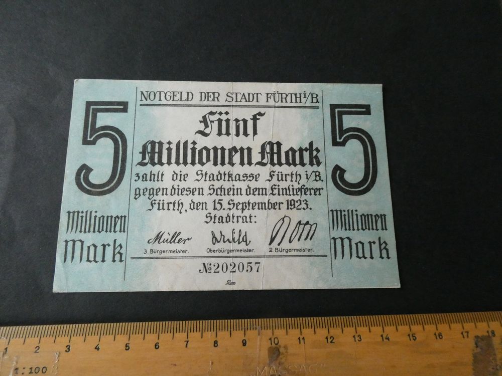 Dt. Reich 1923, Fürth - 5 Millionen Mark (Gebraucht) in Hinterforst für ...