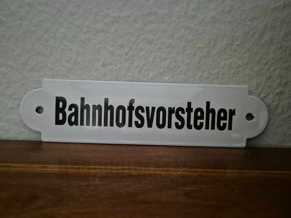 Emailschild Bahnhofsvorsteher Zug Bahn Tram Emaille Schild (Neu (gemäss Beschreibung)) in ...