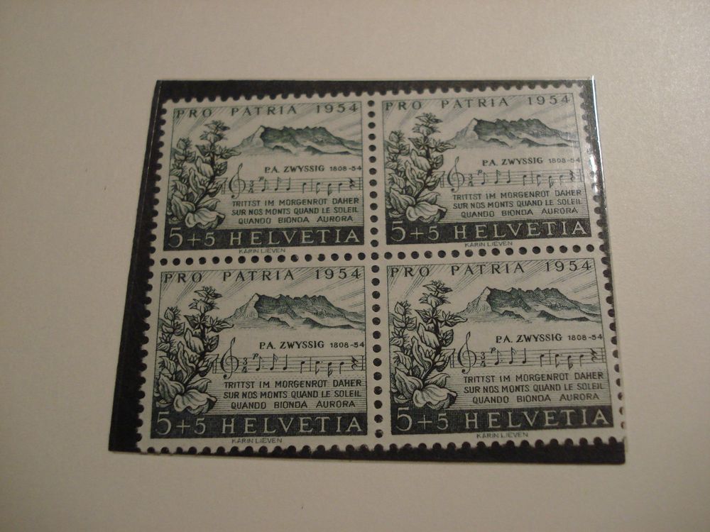 Satz Pro Patria, 1954, Viererblock ** (Gebraucht) in Niederwil AG für ...