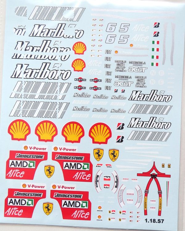 1:18 Decalsatz Ferrari F1 Marlboro Schumacher / Massa | Kaufen auf Ricardo