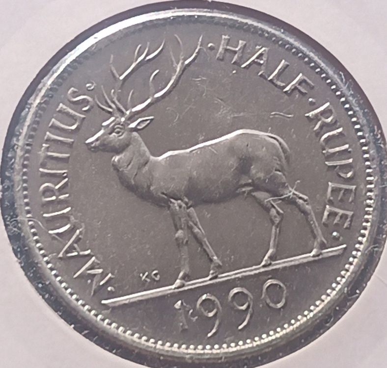 MAURITIUS - 1 / 2 RUPEE 1990 - IN MUENZKARTON - EXZELLENT (Gebraucht ...