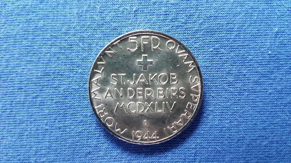 5 Franken Silber Gedenkmünze 1944 «St. Jakob» ab nur 1 Fr !! (Gebraucht) in Camignolo für CHF 16 ...