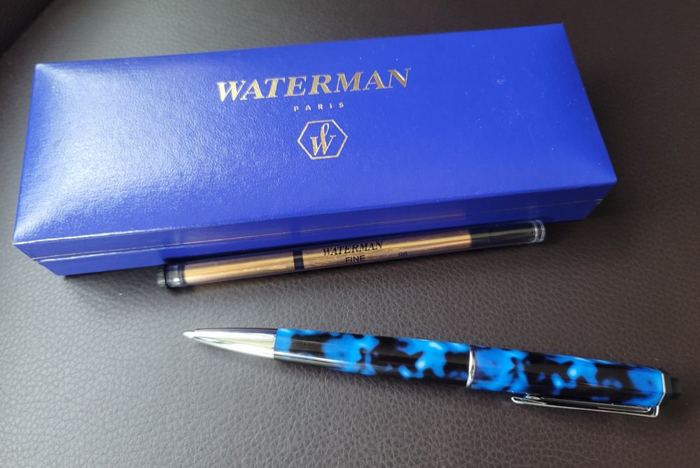 Waterman Paris Expert Blue Marble mit Box und Fine 96 (Gebraucht) in ...