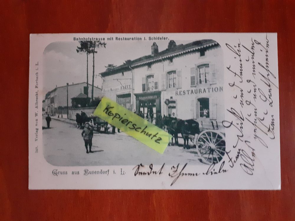 Gruss Busendorf Bahnhofstrasse belebt Postcard Postkarte AK (Gebraucht ...