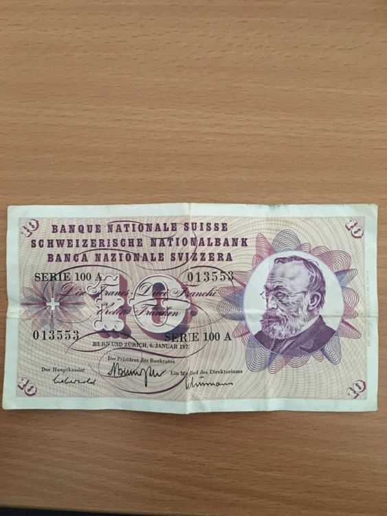 Alte 10 Franken Note Serie 100 A (Gebraucht) in Stein am Rhein für CHF 1 – mit Lieferung auf ...