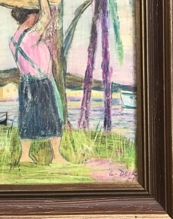 Leo DECK (1908-1997) öl Kreide Gemälde von eine Damme (Gebraucht) in Root für CHF 40 – mit ...