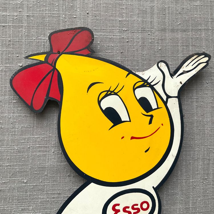 🔴 vintage ESSO Oil Drop Girl Pin-Up Blechschild, 60er Jahre (Gebraucht ...