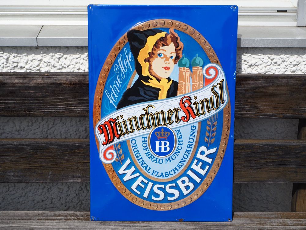 Bierwerbung Münchner Kindl HB Weissbier Blechschild (Gebraucht) in ...