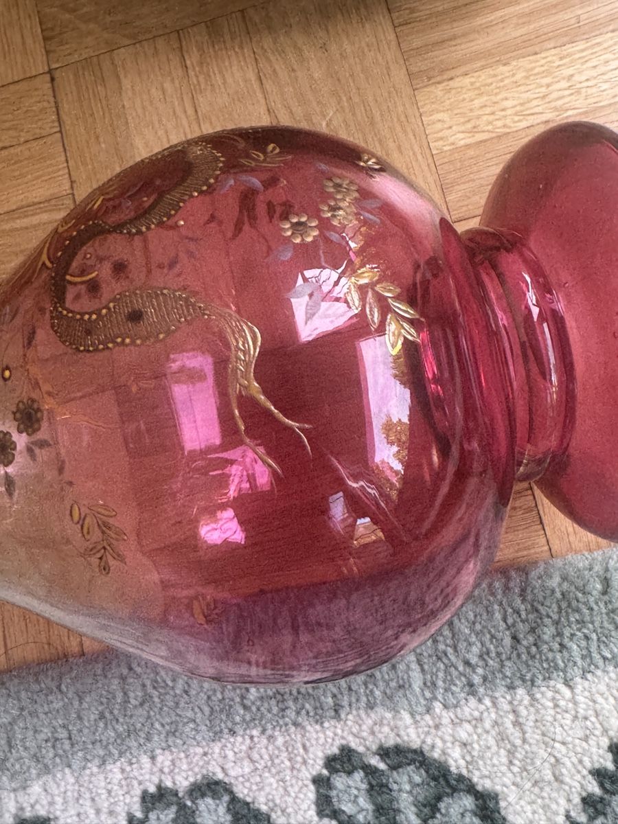 Antique 19thC Bohemian Moser Cranberry Glass Decanter No 4 (Gebraucht ...