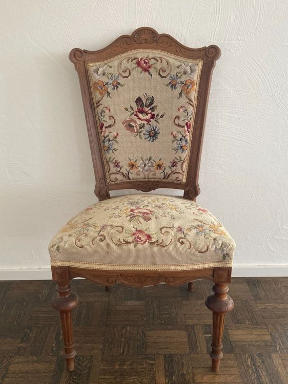 Antiker Beistell-Stuhl mit handgesticktem Gobelin Stuhl (Gebraucht) in Subingen für CHF 48.5 ...