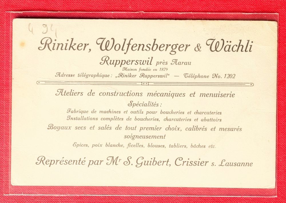 Rupperswil - Aarau - Fabrik Riniker, Wolfensberger (Gebraucht) in für ...
