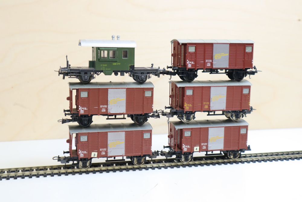 Lima 5 x SBB Güterwagen + Liliput SBB Begleitwagen H0 (Gebraucht) in ...