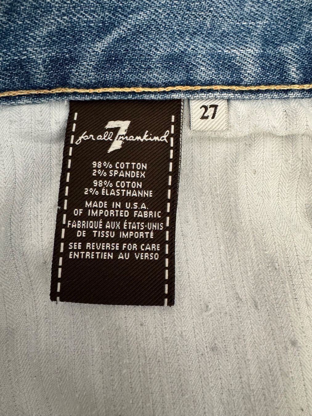 7 FOR ALL MANKIND jeans bleu coupe droite 27 (D'occasion) à Genève pour ...