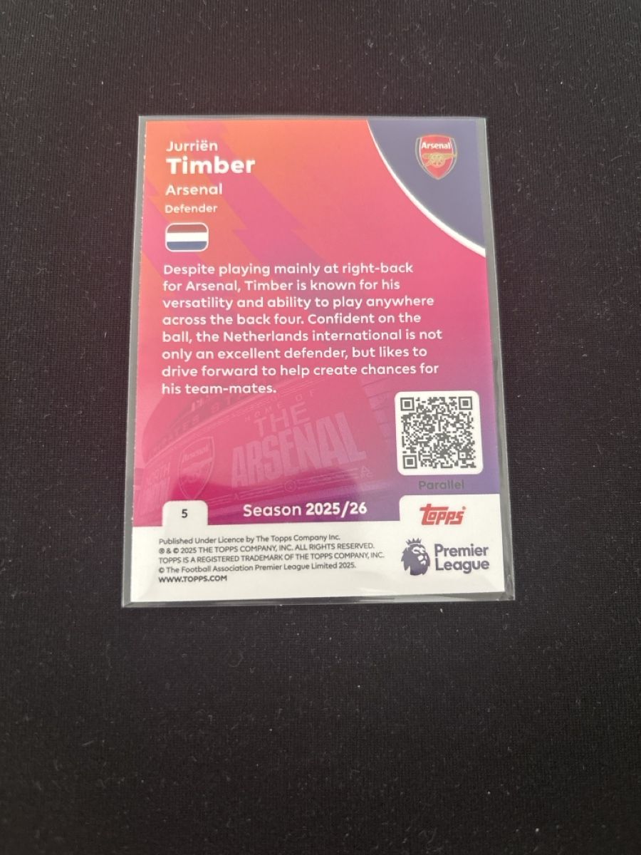 Topps - Jurriën Timber - Arsenal FC Karte - 25/26 (Gebraucht) in ...