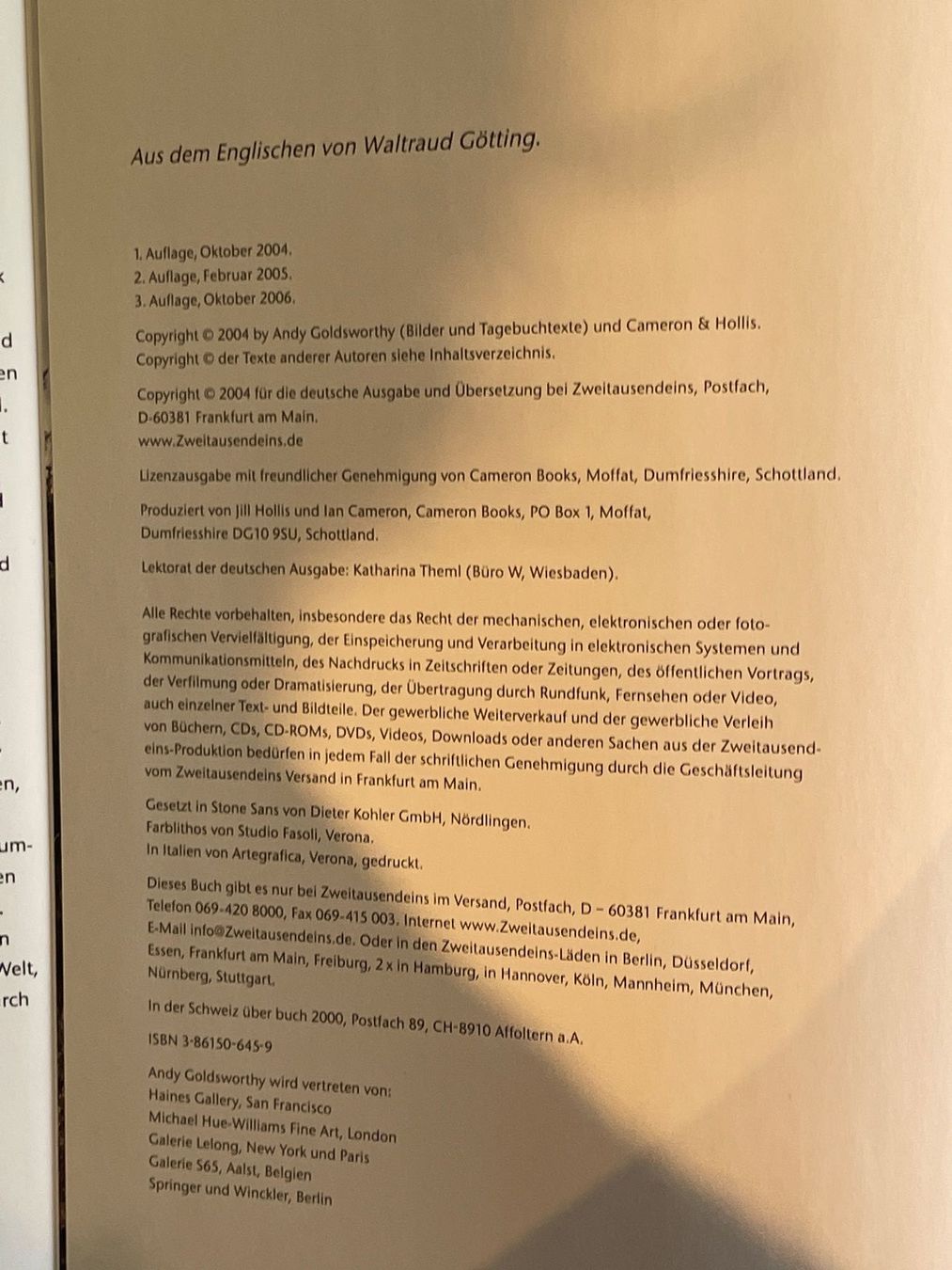 Kunstbuch ANDY GOLDSWORTHY - Passage (3. Auflage 2006) (Gebraucht) in ...
