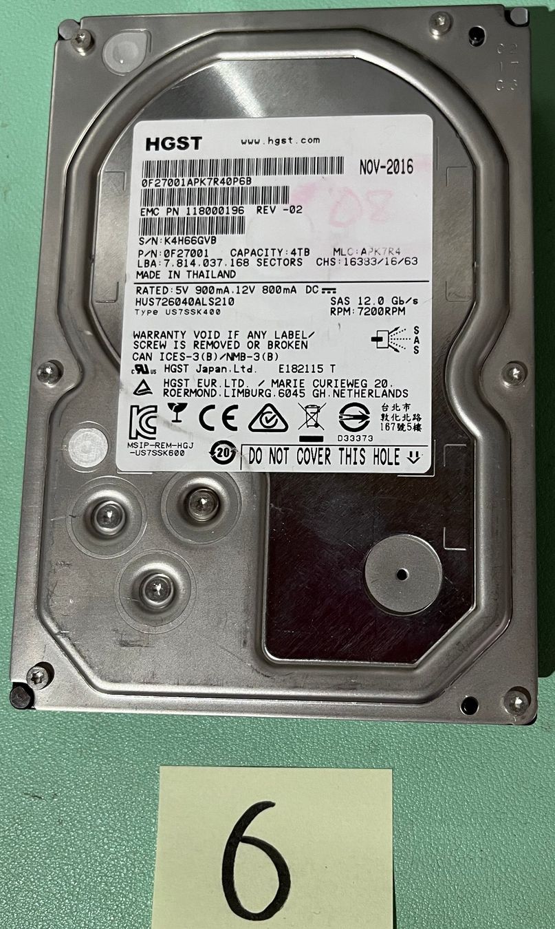 HGST SAS 4TB Festplatte (als"defekt" da ohne Testblatt) Nr.6 (Defekt ...