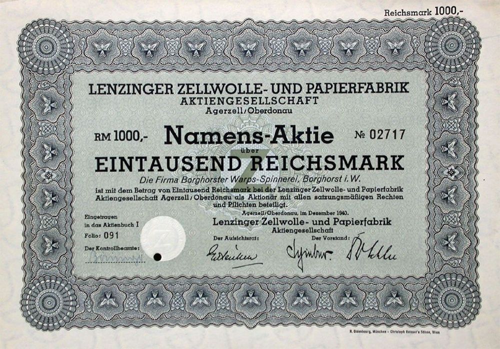 Lenzinger Zellwolle- und Papierfabrik AG, Agerzell - 1940 | Kaufen auf ...