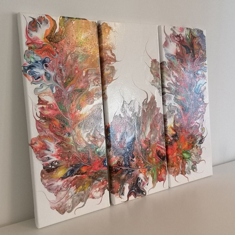 Pouring Bild auf Leinwand, 3-teilig, je 20 x 50 cm (Neu (gemäss Beschreibung)) in Gansingen für ...