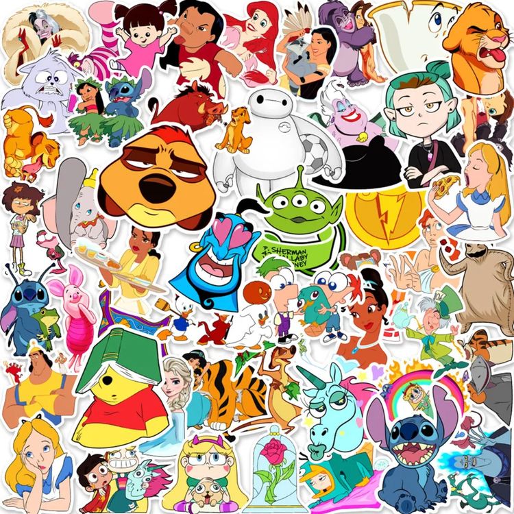 50 Stk. Sticker/Aufkleber - Disney Mix Cartoon Anime (Neu und ...