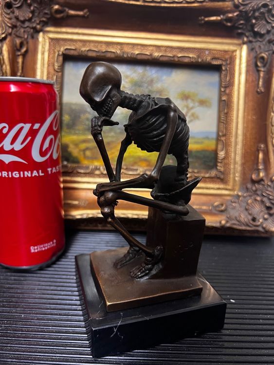 Aussergewöhnlich Bronze Figur Der Denker Skelett | Kaufen auf Ricardo