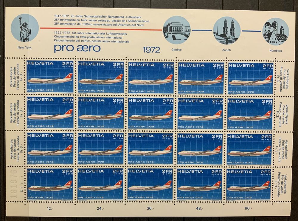 Zierbogen Pro Aereo 1972 ** ; SBK 50.-/Frankatur CHF 40.- (Neu (gemäss Beschreibung)) in ...