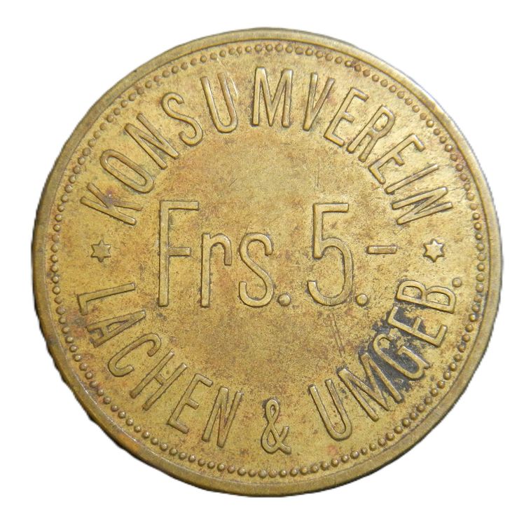 Jeton * 5 Franken Konsumverein Lachen & Umgebung * RRRR (Gebraucht) in Glis für CHF 25 – mit ...