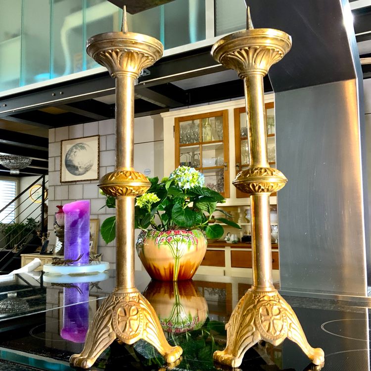 JUGENDSTIL 2 ALTAR KERZENHALTER BRONZE FRANKREICH UM 1900 (Gebraucht) in Biglen für CHF 61 – mit ...