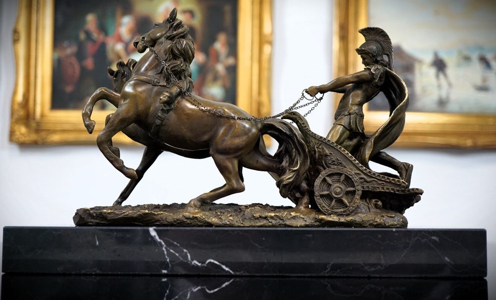 BRONZE SKULPTUR ACHILLES TROJA STREITWAGEN MYTHOLOGIE | Kaufen auf Ricardo