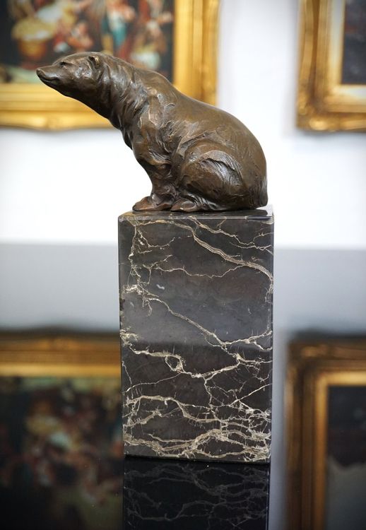 BRONZE FIGUR SKULPTUR PUTZIGER EISBÄR SIGNIERT MILO (Gebraucht) in ...