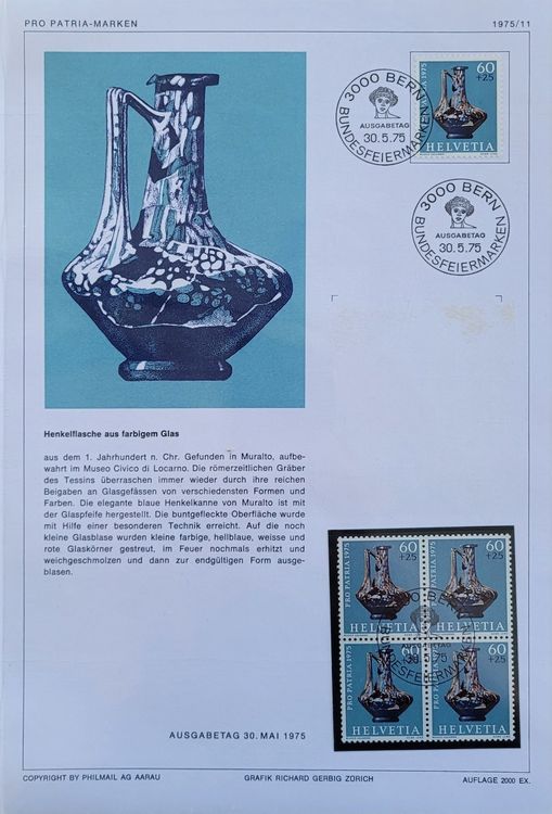 Dokument 1975 Pro Patria - Marken (Gebraucht) in Biel/Bienne für CHF 1 – mit Lieferung auf ...