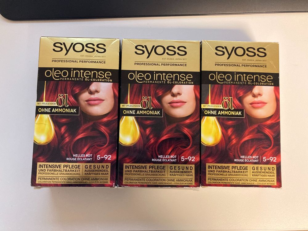 3x Syoss Oleo Intense 5-92 Helles Rot Haarfarbe neu (Neu und ...