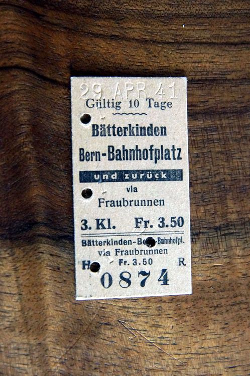 3.Kl. Billett Bätterkinden - Bern-Bahnhofplatz - 1941 (Gebraucht) in Schönenwerd für CHF 20 ...