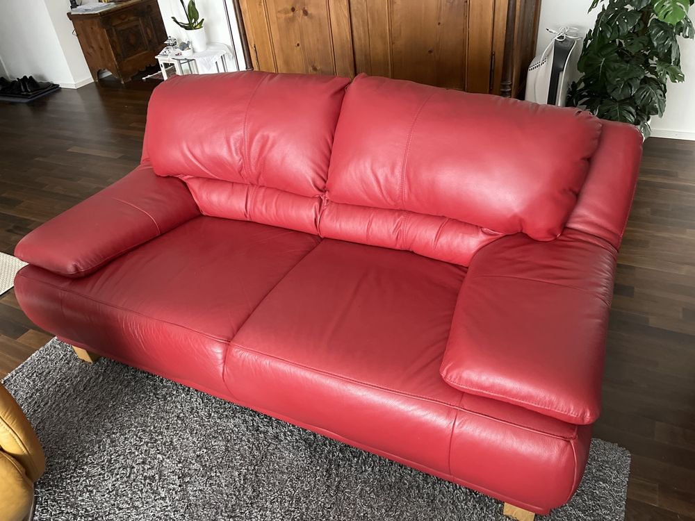 Sofa Leder rot | Kaufen auf Ricardo