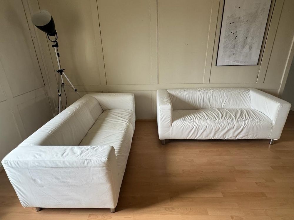 zwei IKEA-Sofas (KLIPPAN), weiss (Gebraucht) in Lenzburg für CHF 1 – nur Abholung auf Ricardo kaufen